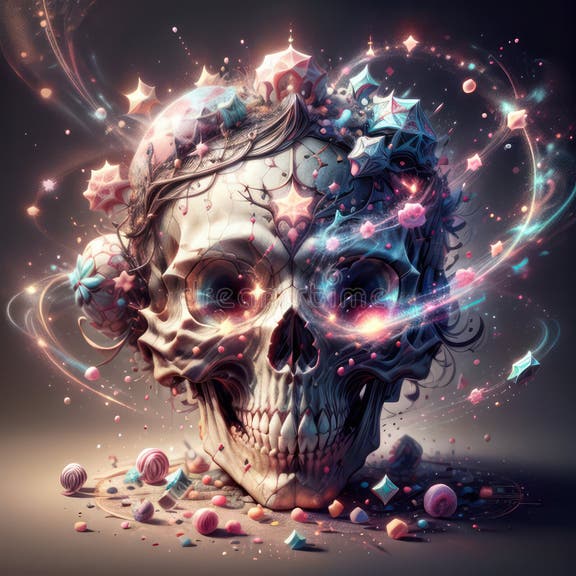 Skull with magic aura stock photo. Image of future, halloween - 302948296