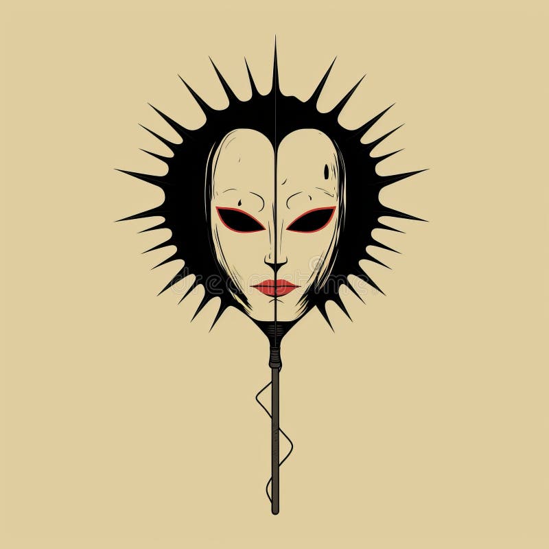 Alien Mask: a Minimalistic Symmetry in Geisha Portraiture Style Stock ...