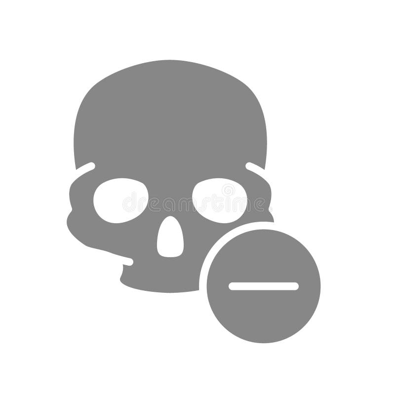 Skull with Minus Grey Icon. Bone Structure of the Head, Cranium Symbol ...