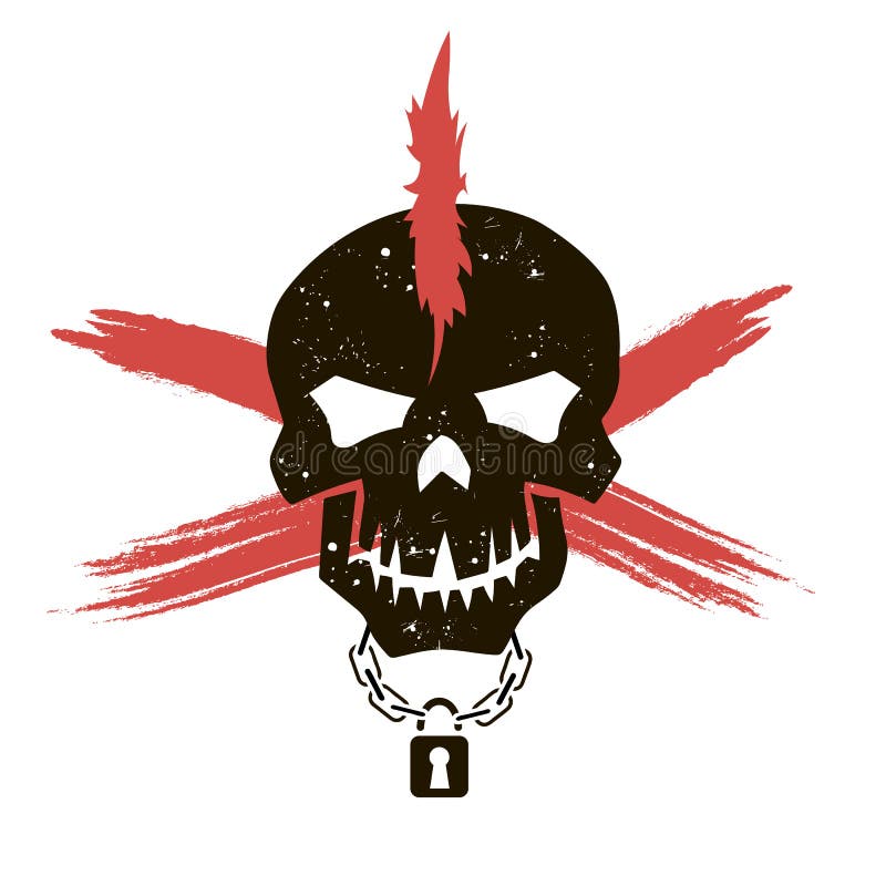 Skull with a mohawk stock vector. Illustration of drawing - 75642030