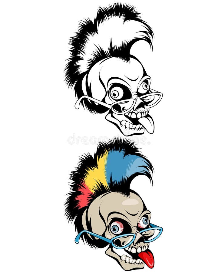 Punk skull with mohawk stock vector. Illustration of skull - 69249561