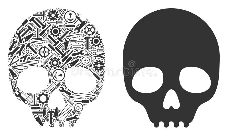 Skull Collage of Repair Tools Stock Vector - Illustration of dead ...