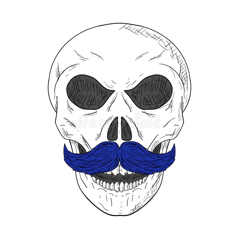 Skull with Mustache. Vector Illustration. Isolated Object on White ...
