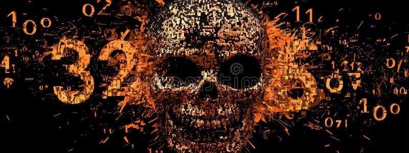A Skull with Composed of Numbers with Bit Effect Stock Photo - Image of ...