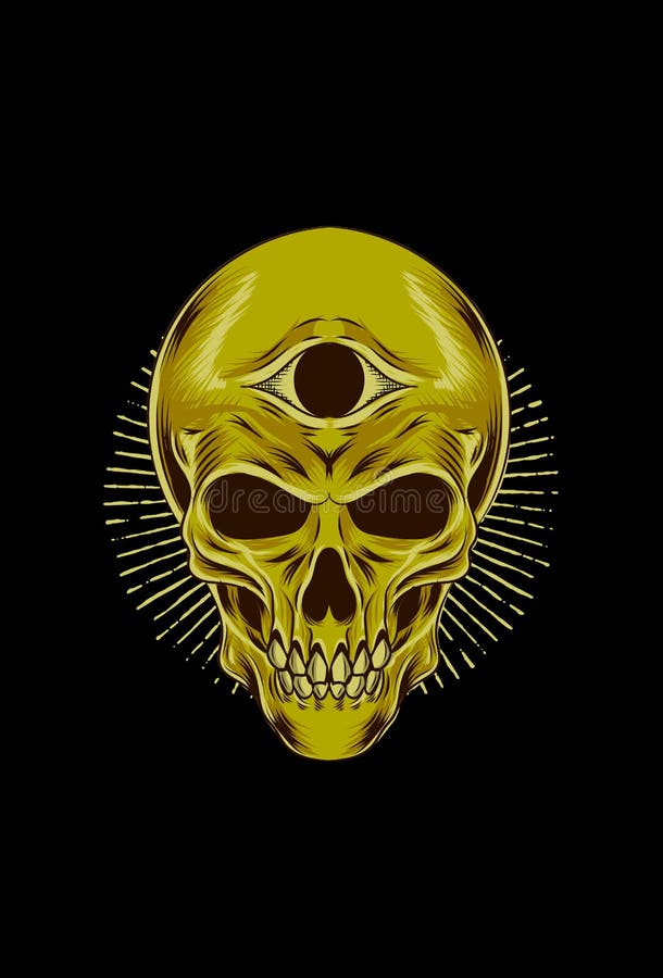Skull with One Eyes Vector Illustration Stock Vector - Illustration of ...