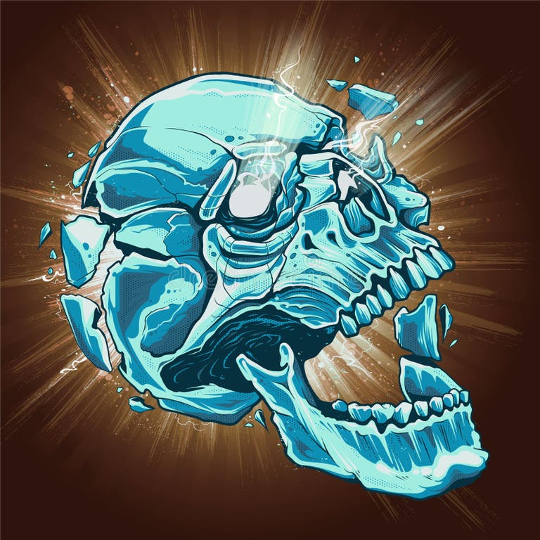 Skull Exploding Vector Art stock vector. Illustration of mouth - 207903420