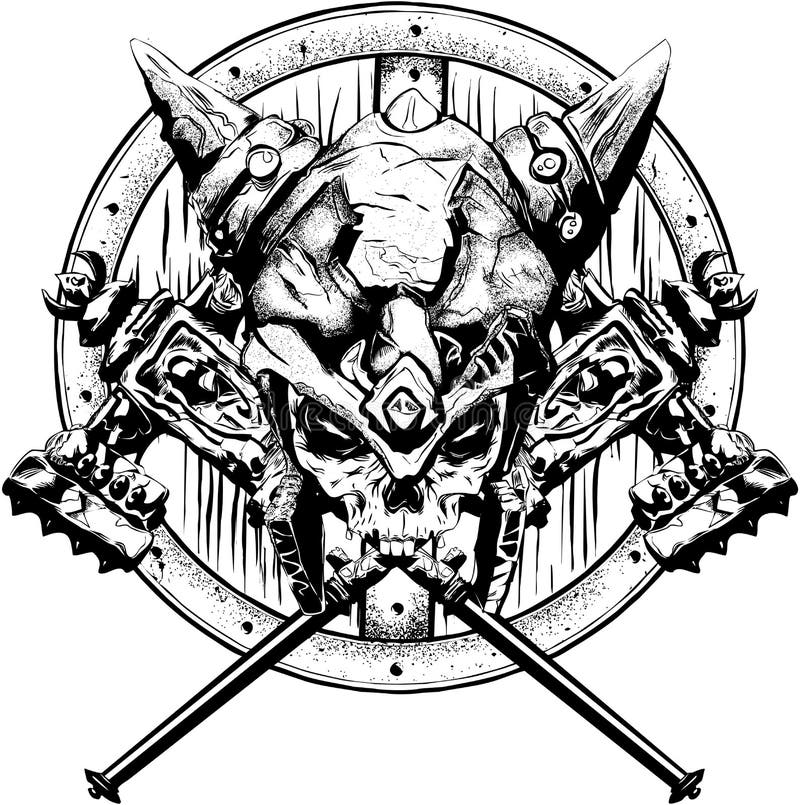 Skull Orc stock vector. Illustration of shield, warrior - 78183003