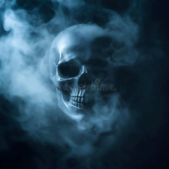 A Skull Partially Obscured by Smoke, Creating a Dramatic and Mysterious ...
