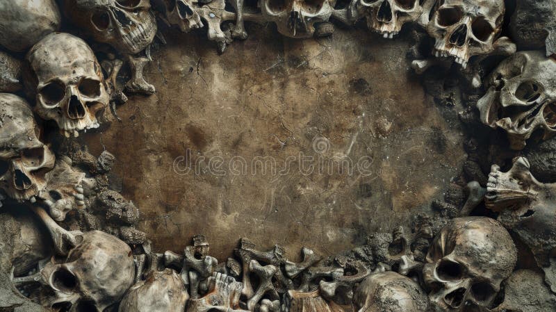 A Skull Pattern Forms a Circle on a Wall, Perfect for Use in Horror or ...