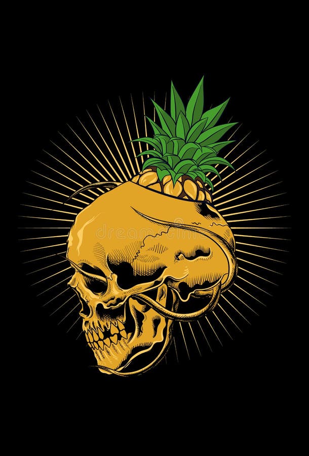 Skull with Pineapple Vector Illustration Stock Vector - Illustration of ...