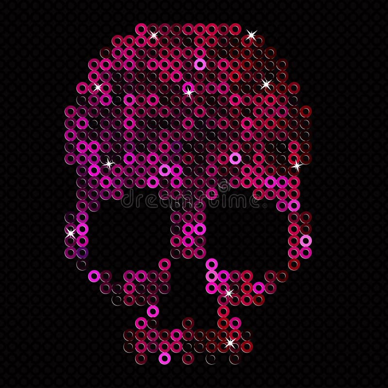 Skull Pink. Beads, Sequins. Stock Vector - Illustration of gold, style ...