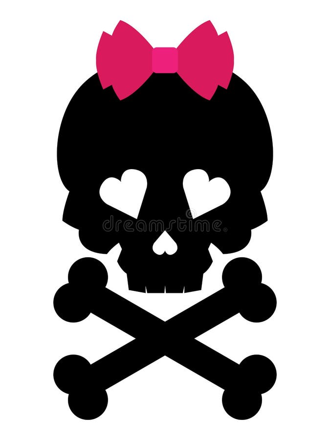 Skull with a Pink Bow on White Background. Vector Stock Vector ...
