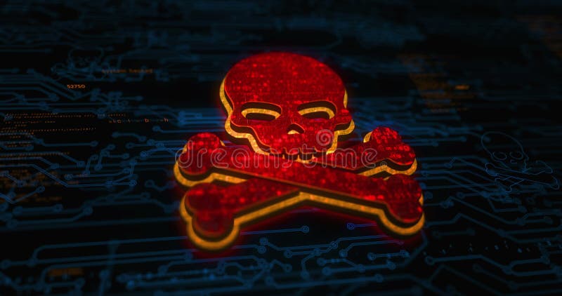 Skull Pirate and Online Cyberattack Symbol Cyber Loop Concept Stock ...