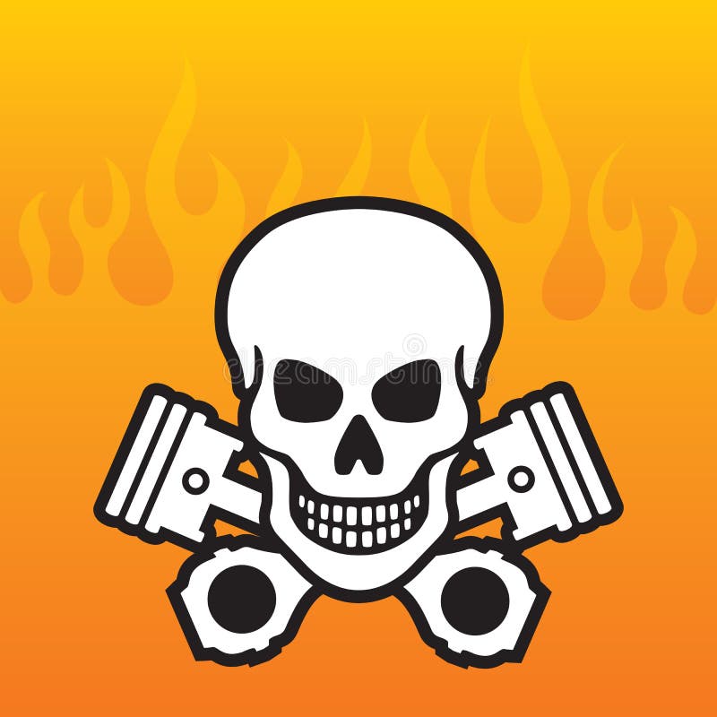 Skull and Pistons stock vector. Illustration of symbol - 23649491