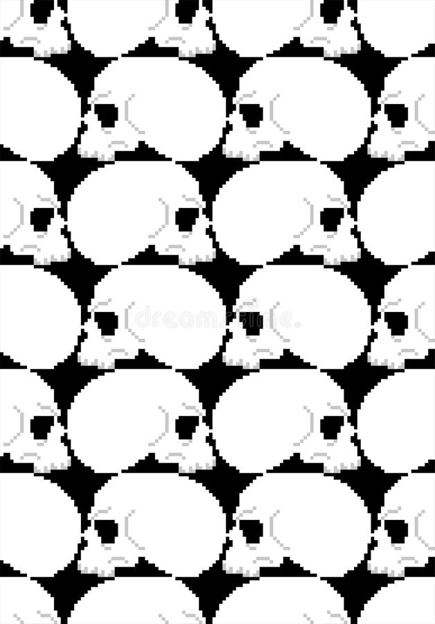 Skull Pixel Art Pattern Seamless. 8 Bit Cranium Background Stock Vector ...