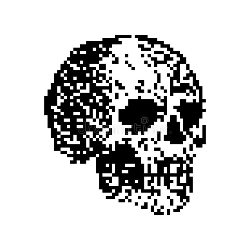 Skull Pixel Art. Pixelated Skeleton Head. 8 Bit Vector Illustration ...