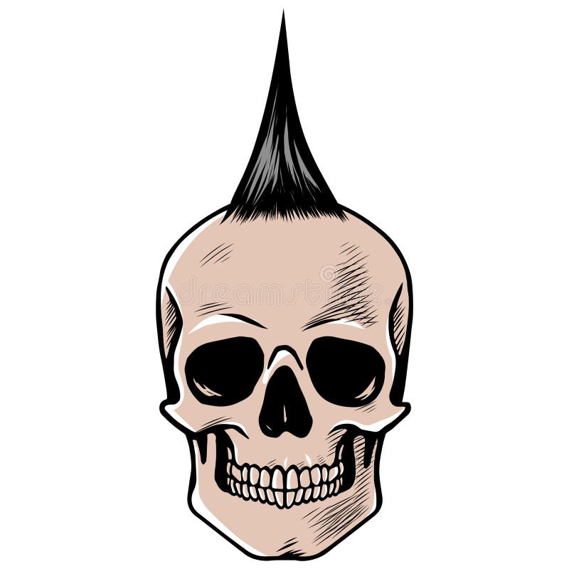 Skull Punk Head Drawing Vector Illustration Art Stock Vector ...