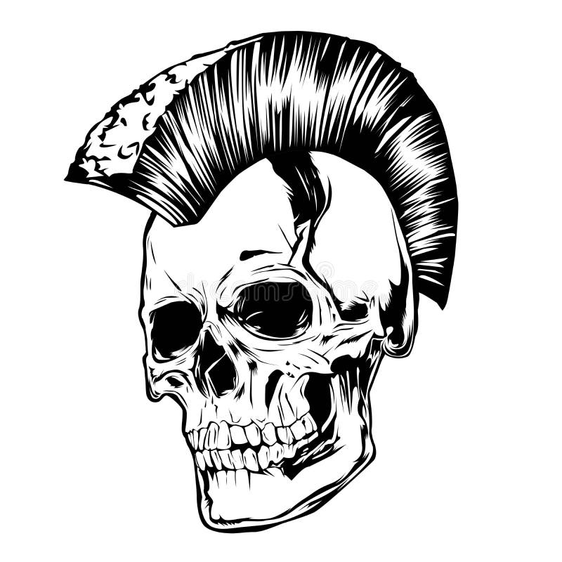 SKULL PUNK Vector Logo Bone Stock Vector - Illustration of scary ...