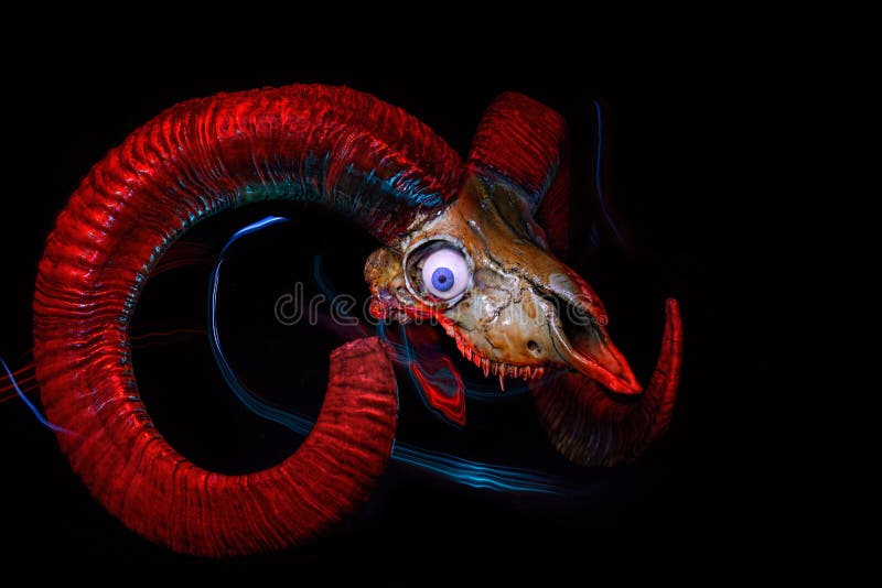 Skull of ram with evil eye stock photo. Image of evil - 63700766