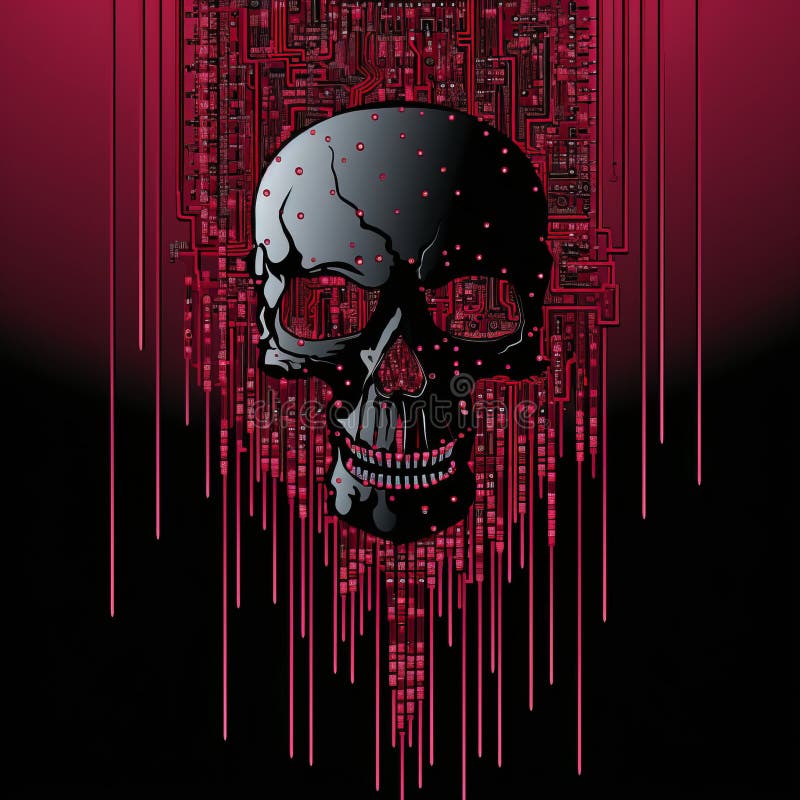 A Skull on a Red Background with Red Lines Running through it Stock ...