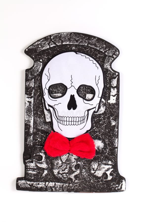 Skull with Red Ribbon on the Graveyard Stock Image - Image of hair ...