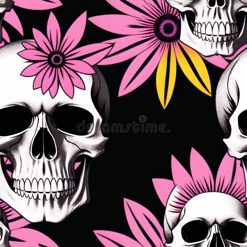 Skull Repeating Pattern Seamless All Over Print Surface Tile for ...