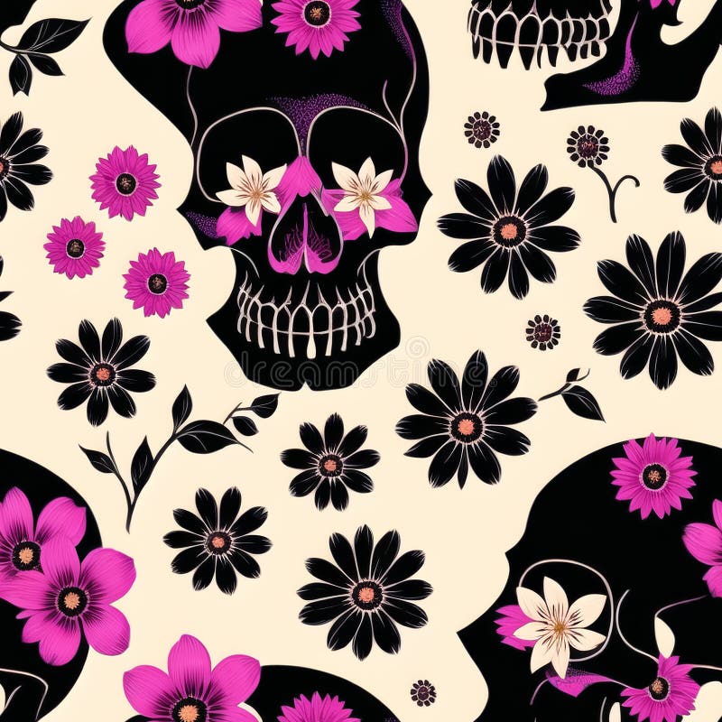 Skull Repeating Pattern Seamless All Over Print Surface Tile for ...