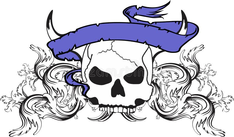 Skull Ribbon Tattoo Tshirt 2 Stock Vector - Illustration of isolated ...