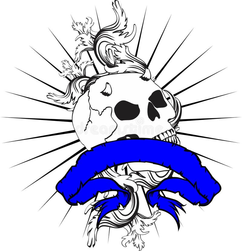 Skull Ribbon Tattoo Tshirt 5 Stock Vector - Illustration of black ...