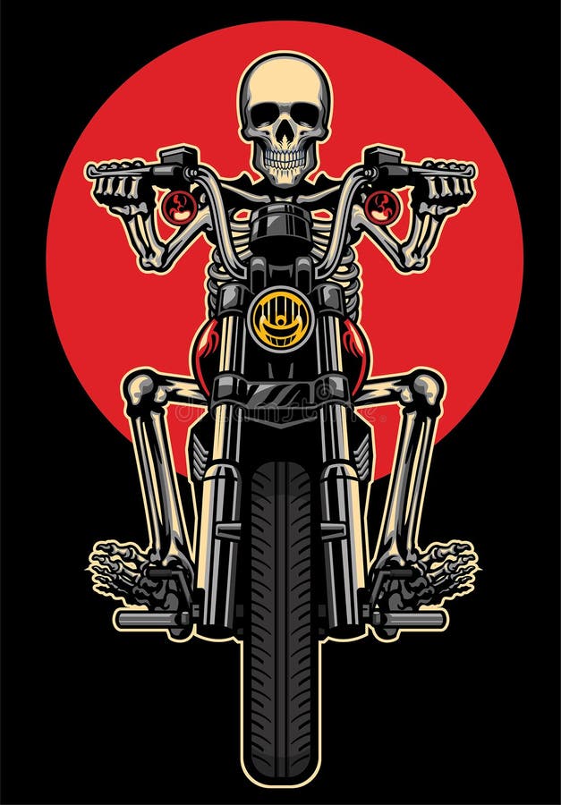 Skeleton Riding Motorcycle Vector Illustration Stock Vector ...