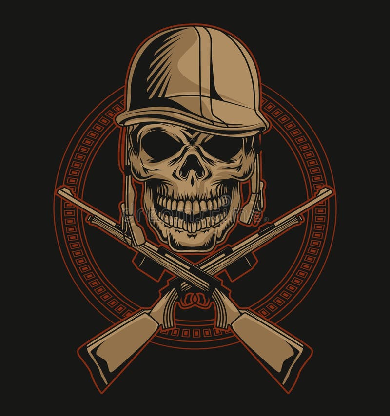 Skull and rifles stock vector. Illustration of helmet - 212452328