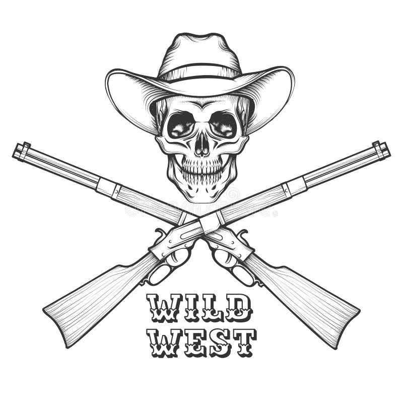 The Skull with rifles stock vector. Illustration of skull - 74771362