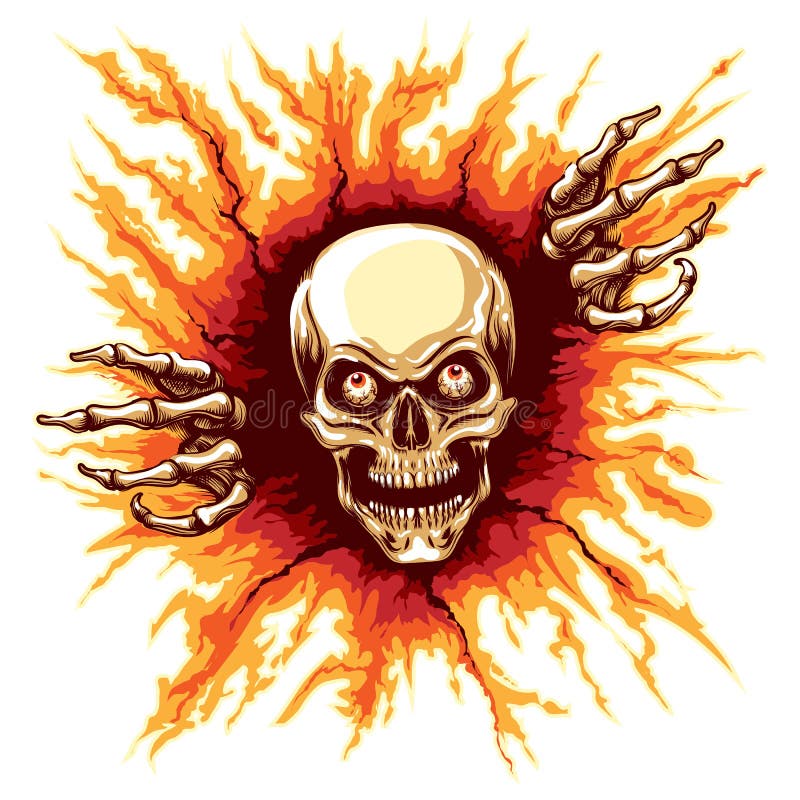 Skull Rising from Hell Vector Illustration Stock Vector - Illustration ...