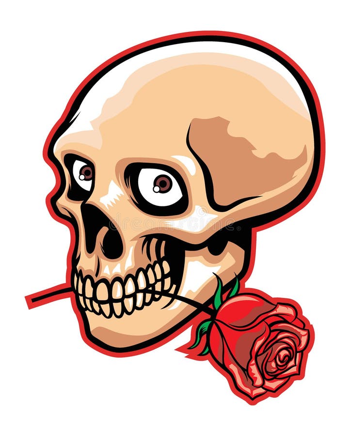 Skull and rose stock vector. Illustration of romantic - 35695116
