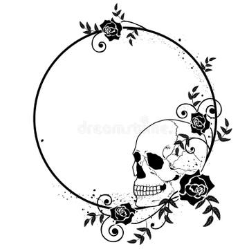 Skull and roses frame stock vector. Illustration of sign - 81316835