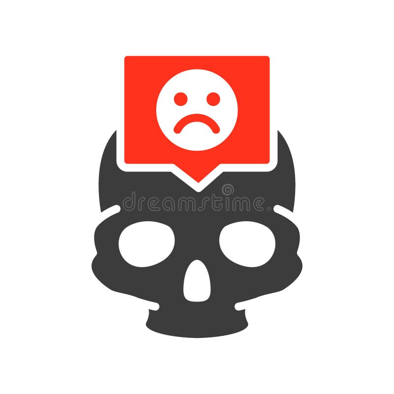 Skull with Sad Face in Speech Bubble Colored Icon. Bone Structure of ...