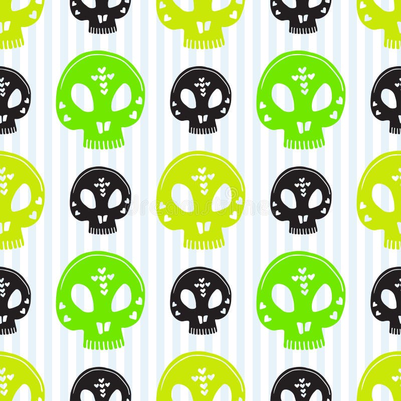 Green Skulls Pattern Stock Illustrations – 387 Green Skulls Pattern ...