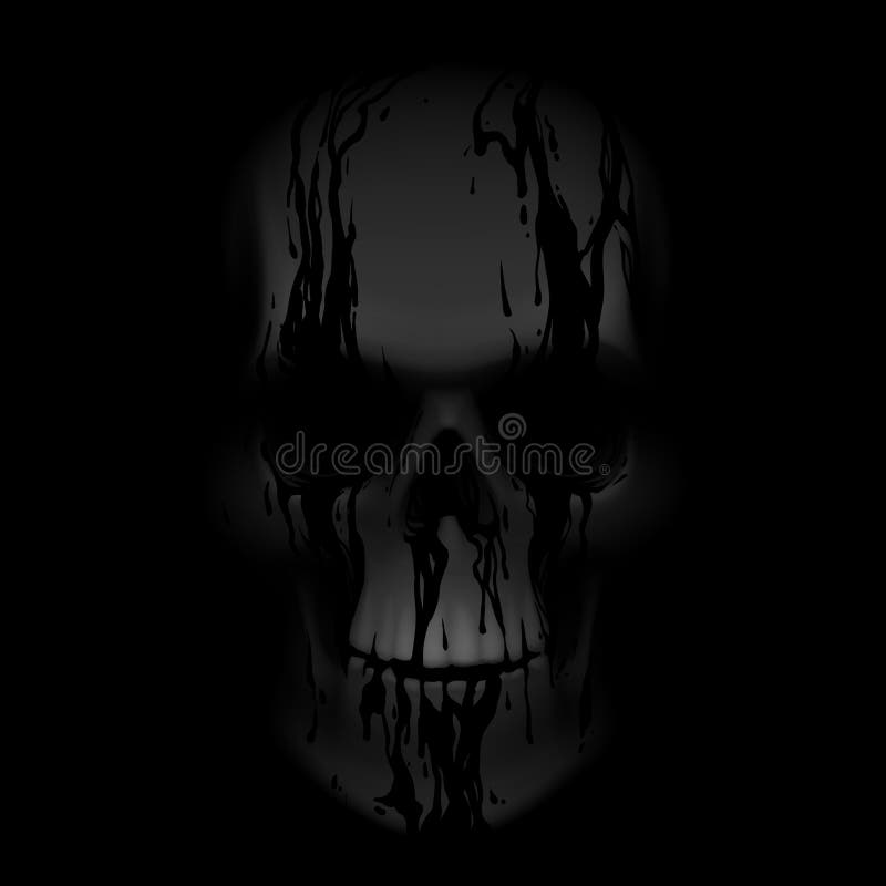 Skull in Shadow with Black Ink Stock Vector - Illustration of horror ...