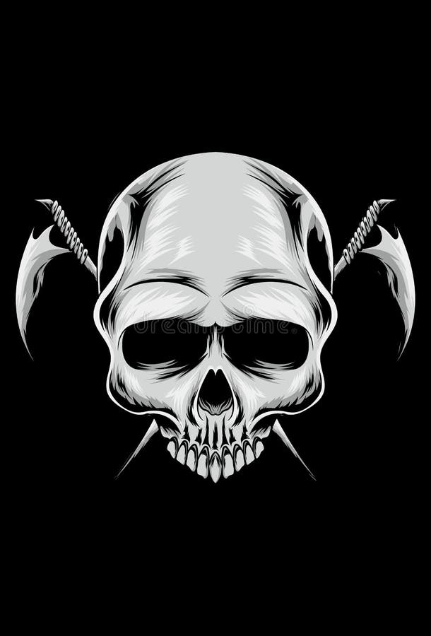 Skull with Sharp Weapon Vector Illustration Stock Vector - Illustration ...