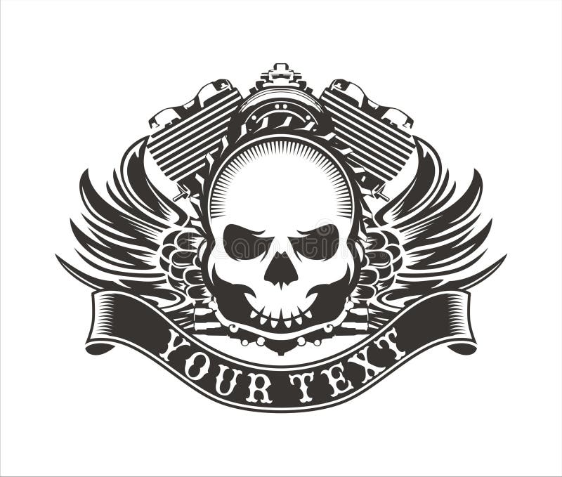 SKULL simple wing machine stock illustration. Illustration of cool ...