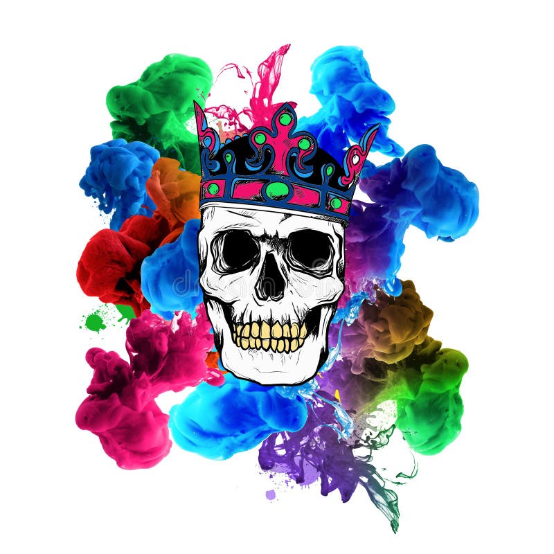 Skull Skeleton Ink Full Colors , Horror Smoke Stock Illustration ...