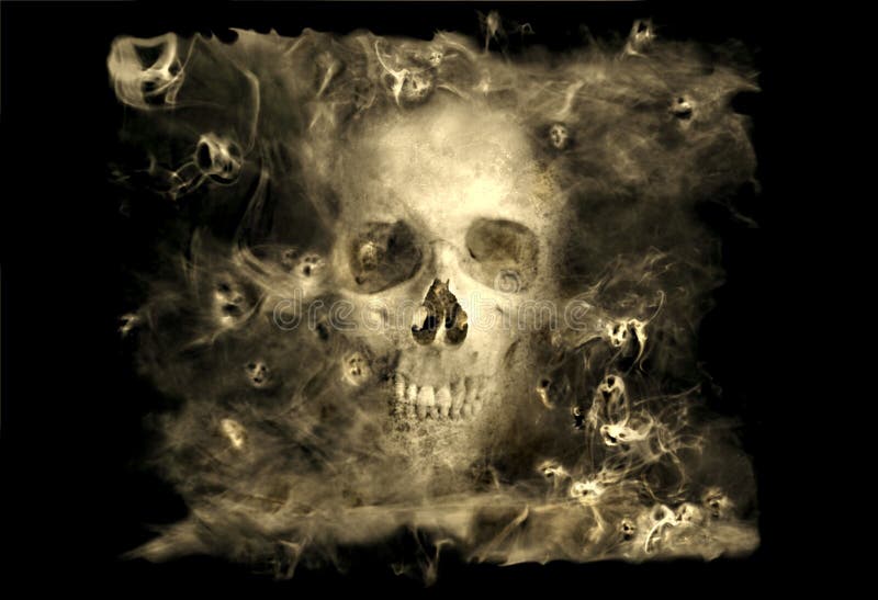 Skull with Smoke Demons stock illustration. Illustration of goth - 10940480