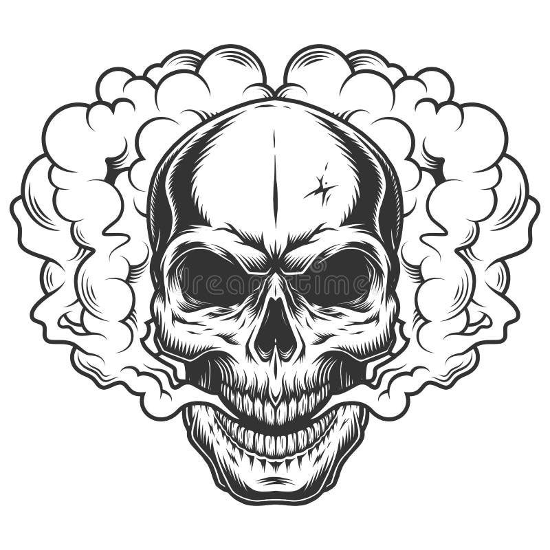 Skull in the smoke stock vector. Illustration of head - 123194013