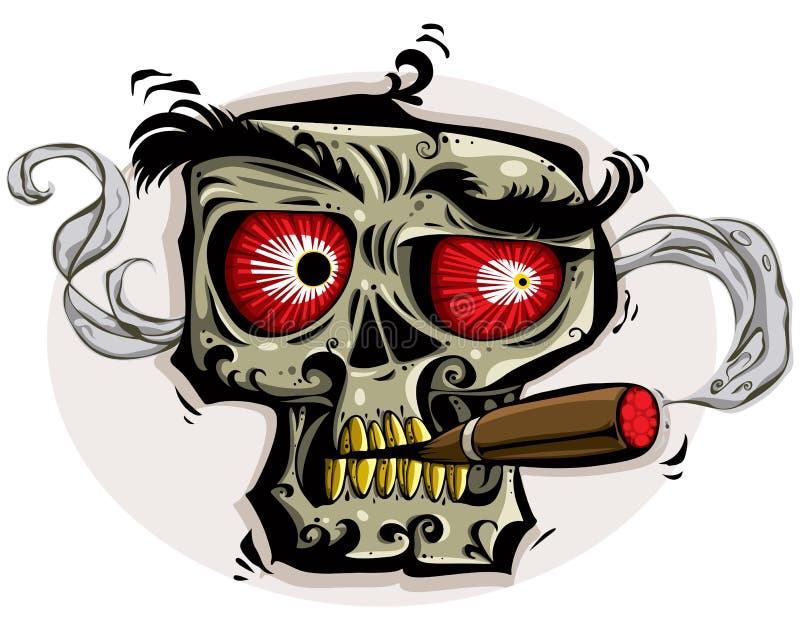 Skull smoking cigar. stock vector. Illustration of cigar - 20411539