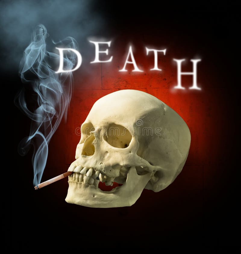 Skull with a Smoking Cigarette with the Inscription Death Stock Photo ...