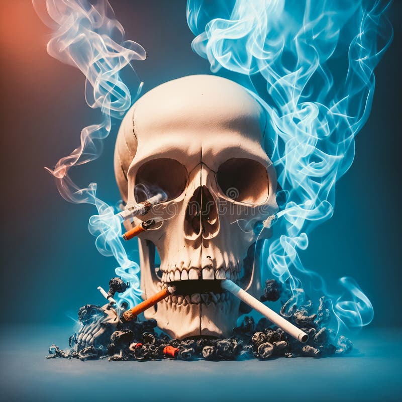 Skull smoking stock illustration. Illustration of white - 275207549