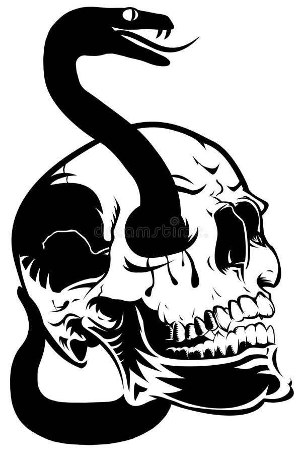 Skull with Snake Clip Art stock illustration. Illustration of halloween ...