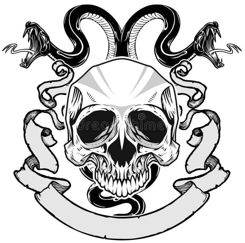 Skull and snake stock vector. Illustration of urban, animal - 36520234