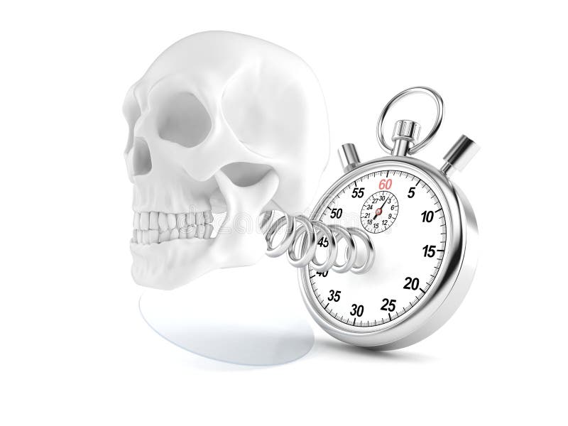 Skull with stopwatch stock illustration. Illustration of timer - 116624588