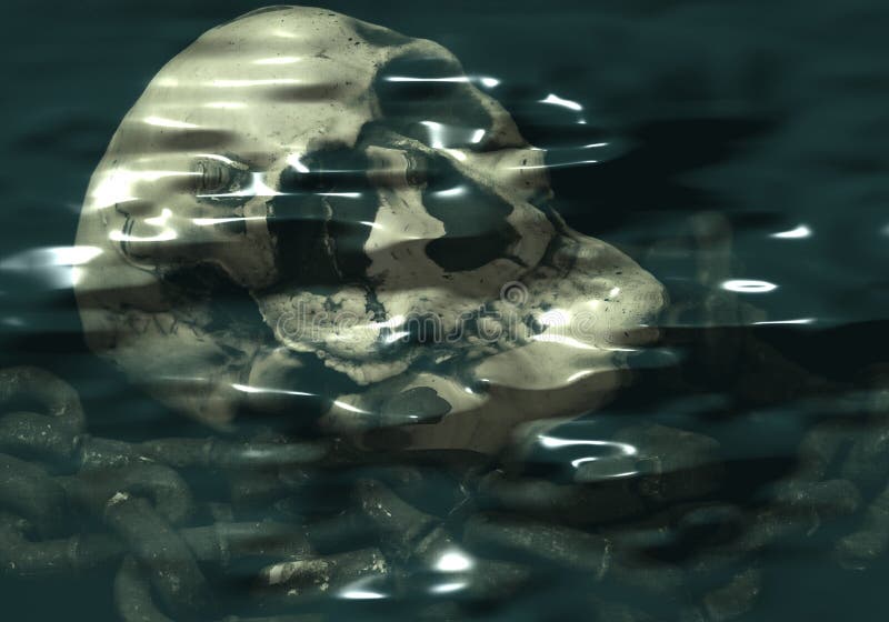 Skull Submerged stock illustration. Illustration of head - 264553